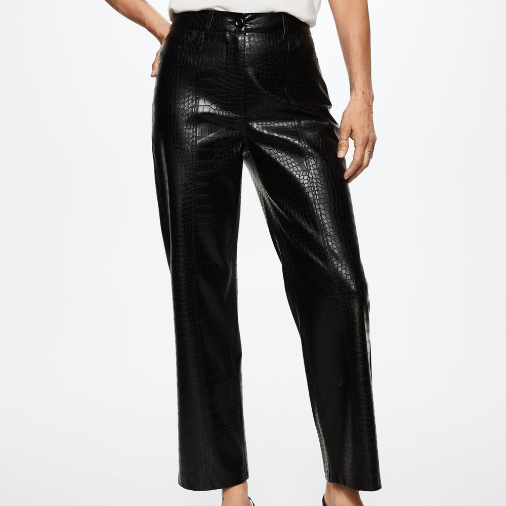 Mango Crocodile Faux-Leather Pants - Gem